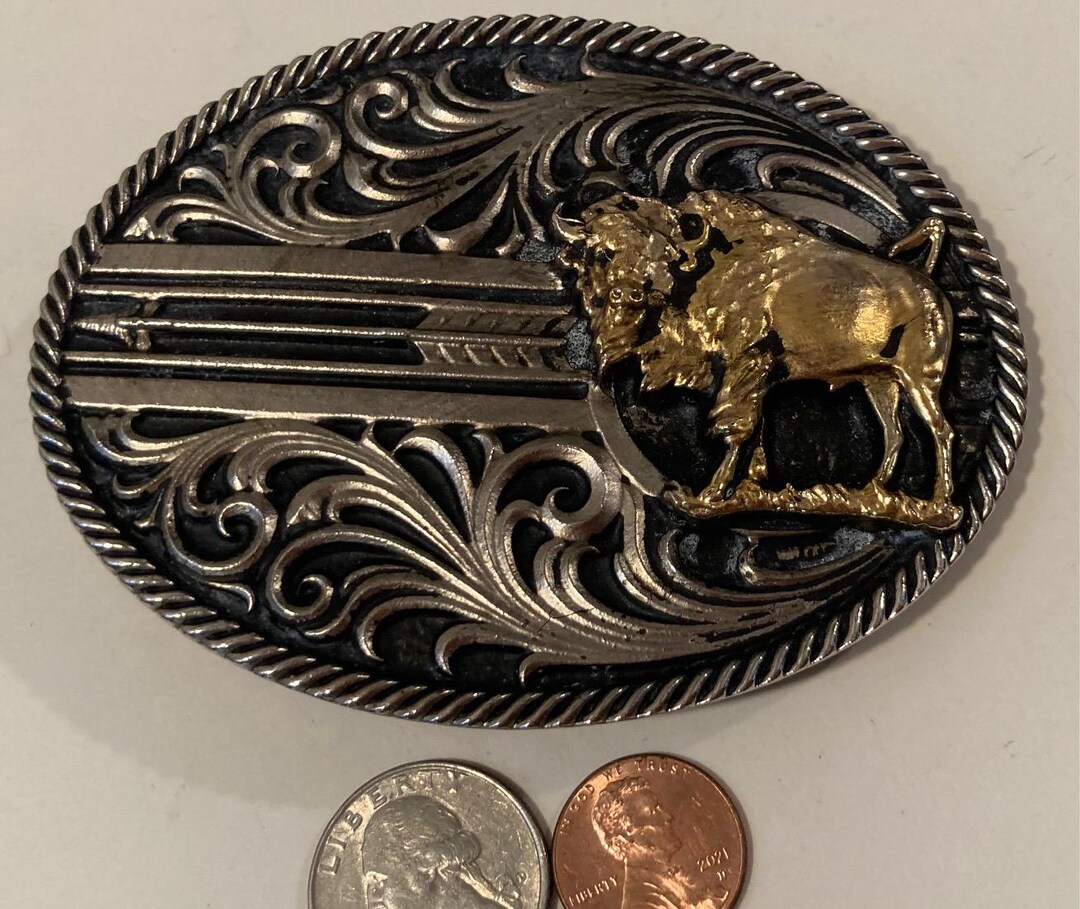 Vintage Metal Belt Buckle, Montana Silversmiths, Buffalo, Bison, Nature ...
