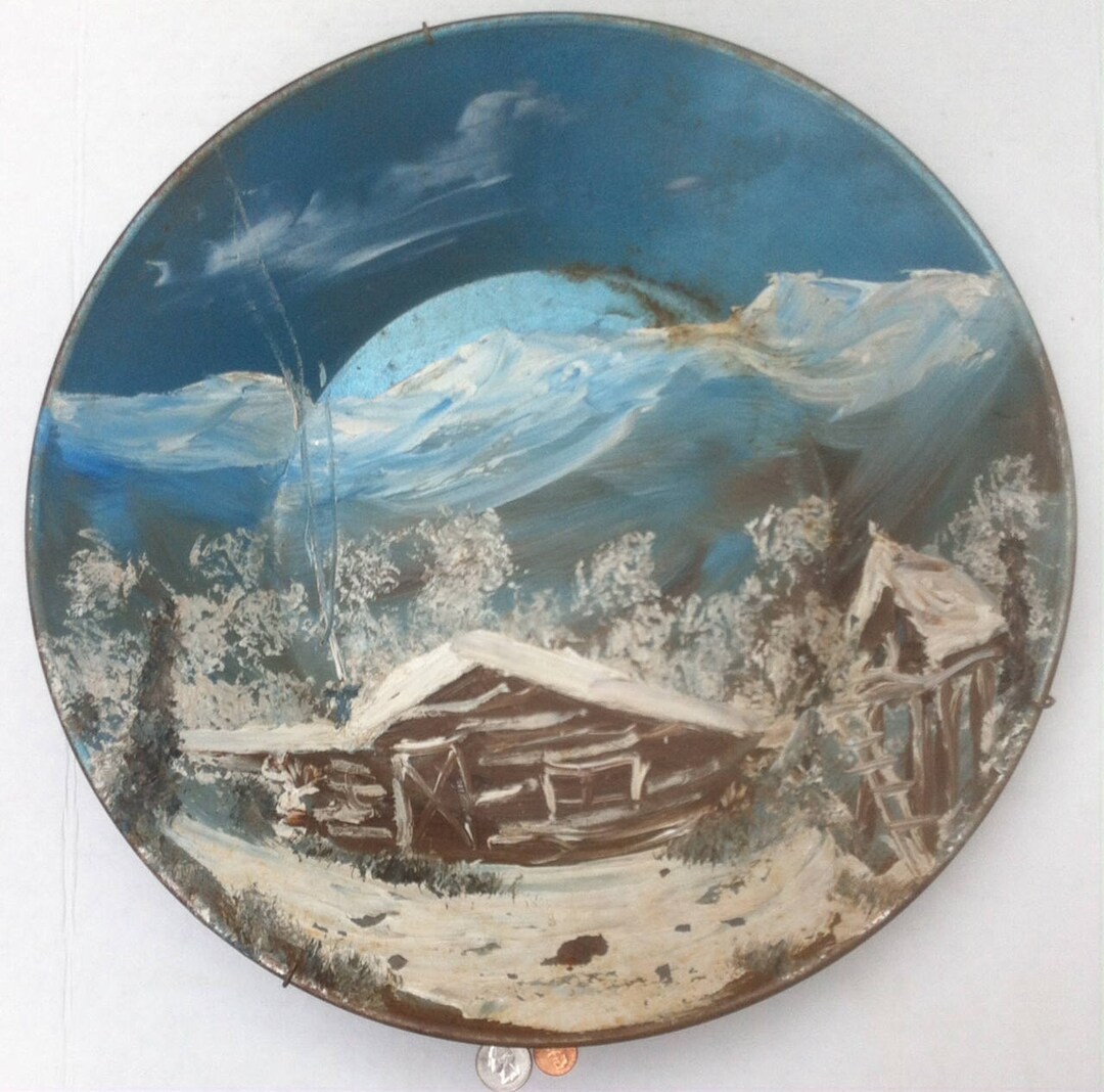 Vintage Metal Hand Painted Large Size Metal Pan, Wall Hanging Decor, 16 ...