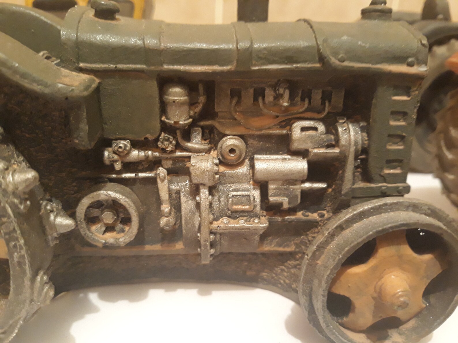 4 Vintage Heavy Duty Resin Old Time Tractors, Each One is 1 1/2 Pounds ...