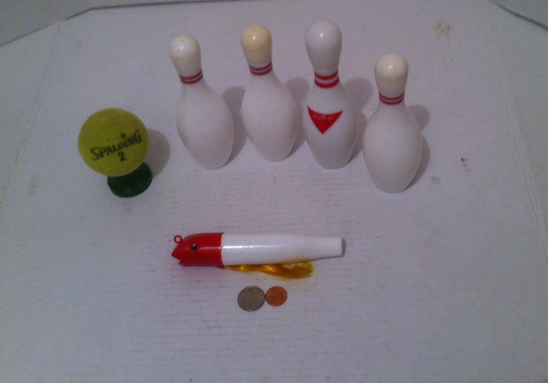 Vintage Collection of 6 Sports Items, Bowling Pins, Tennis Ball ...