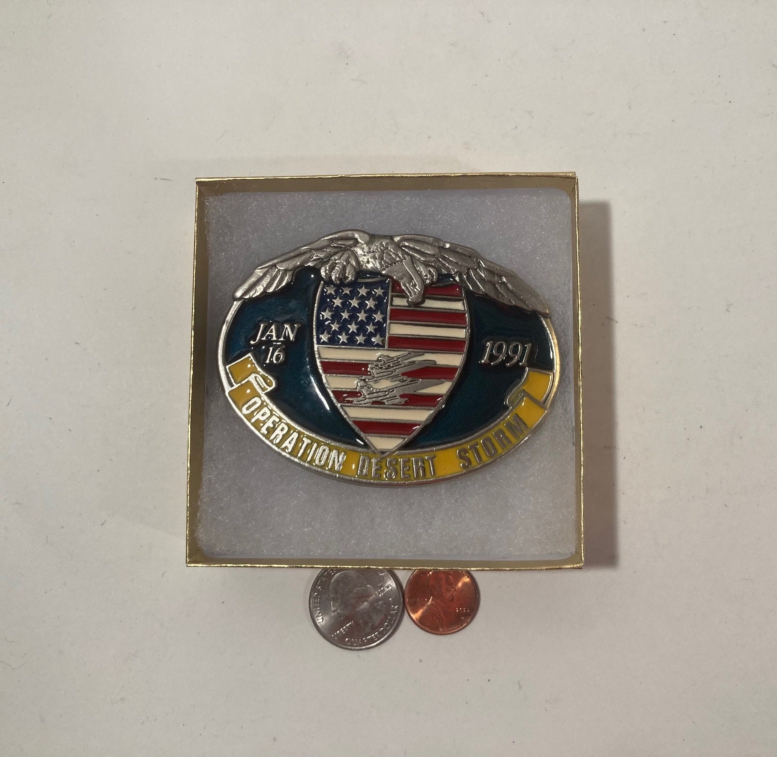Vintage 1991 Metal Belt Buckle, Nice Enamel, Operation Desert Storm ...