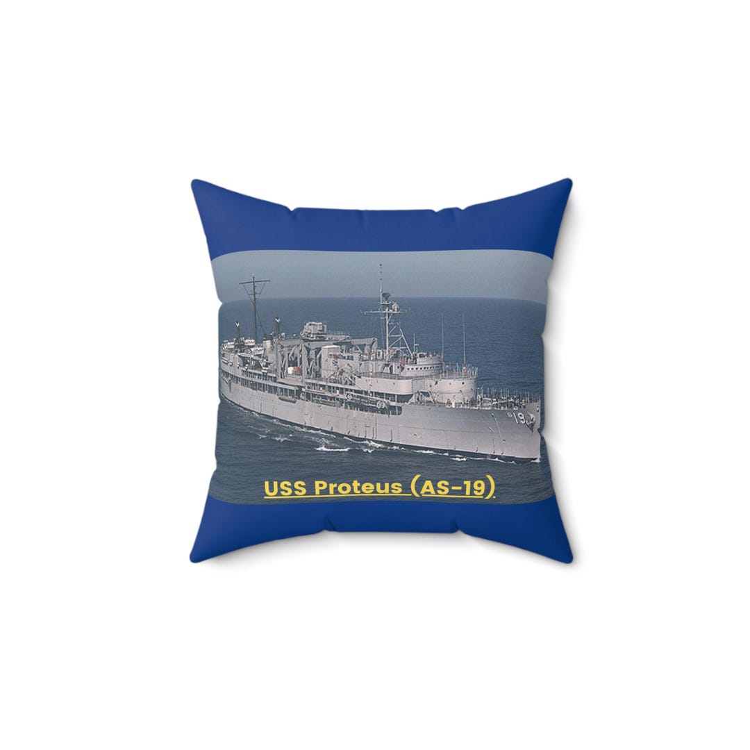 USS Proteus (AS-19) Navy POD Smileandlaughtees Spun Polyester Square ...