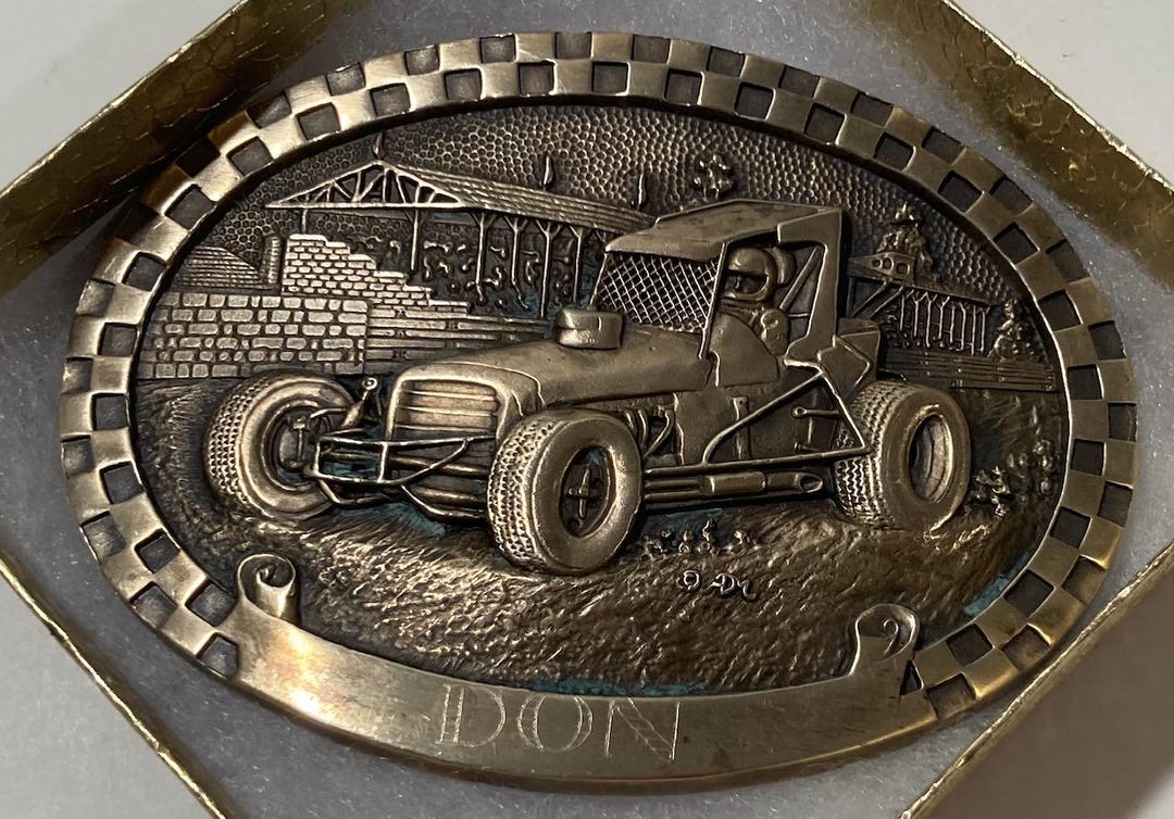 Vintage Metal Belt Buckle, Solid Brass, Race Car, Racing, Driving ...