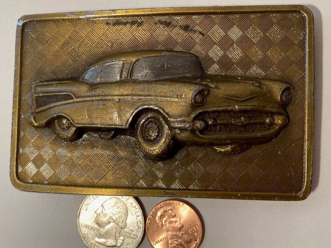 Vintage Metal Belt Buckle, Brass, Chevy 55, 56, 57, Chevy Classics, Hot ...