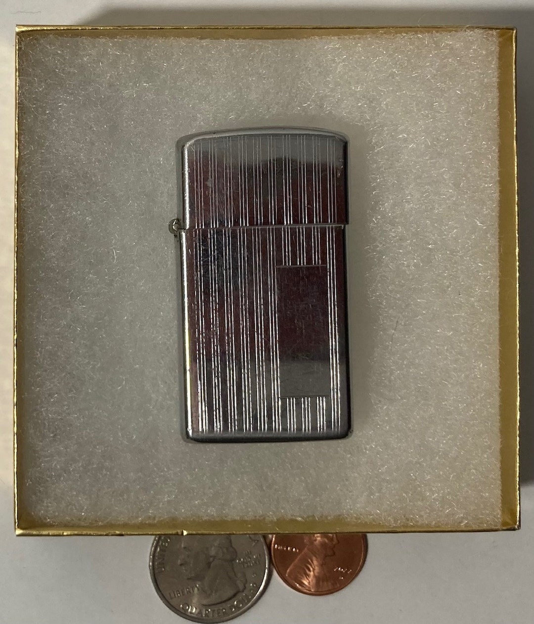 Vintage Metal Zippo, Nice Double Sided Etched Lines Design, Nice Design ...