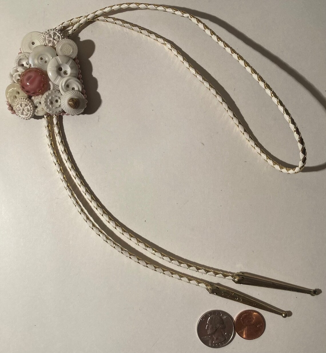 Vintage Metal Bolo Tie, Buttons Design, Sewing, Clothing, 2 1/4" X 2 ...