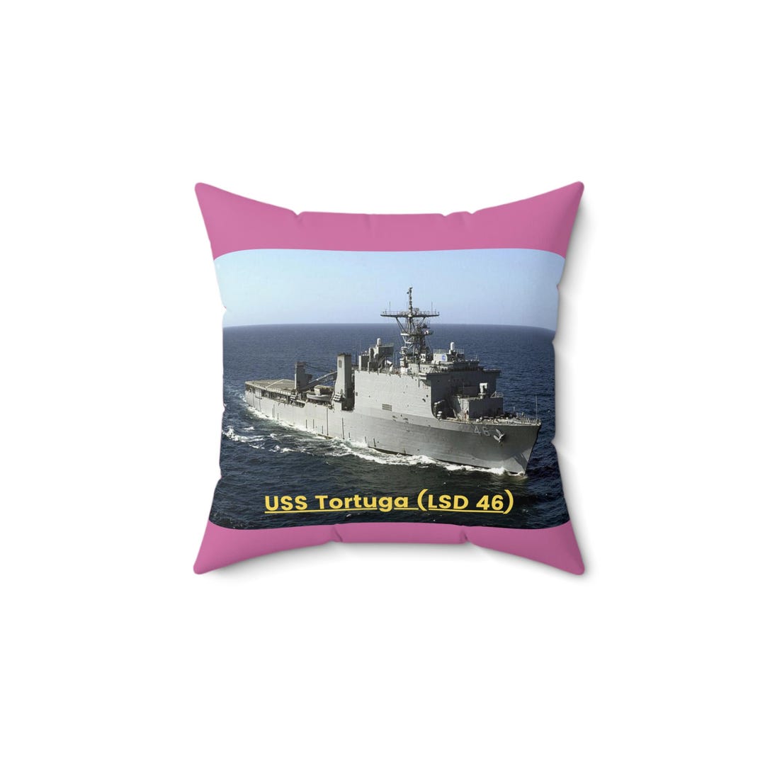 USS Tortuga LSD 46 Navy POD Smileandlaughtees Spun Polyester Square ...