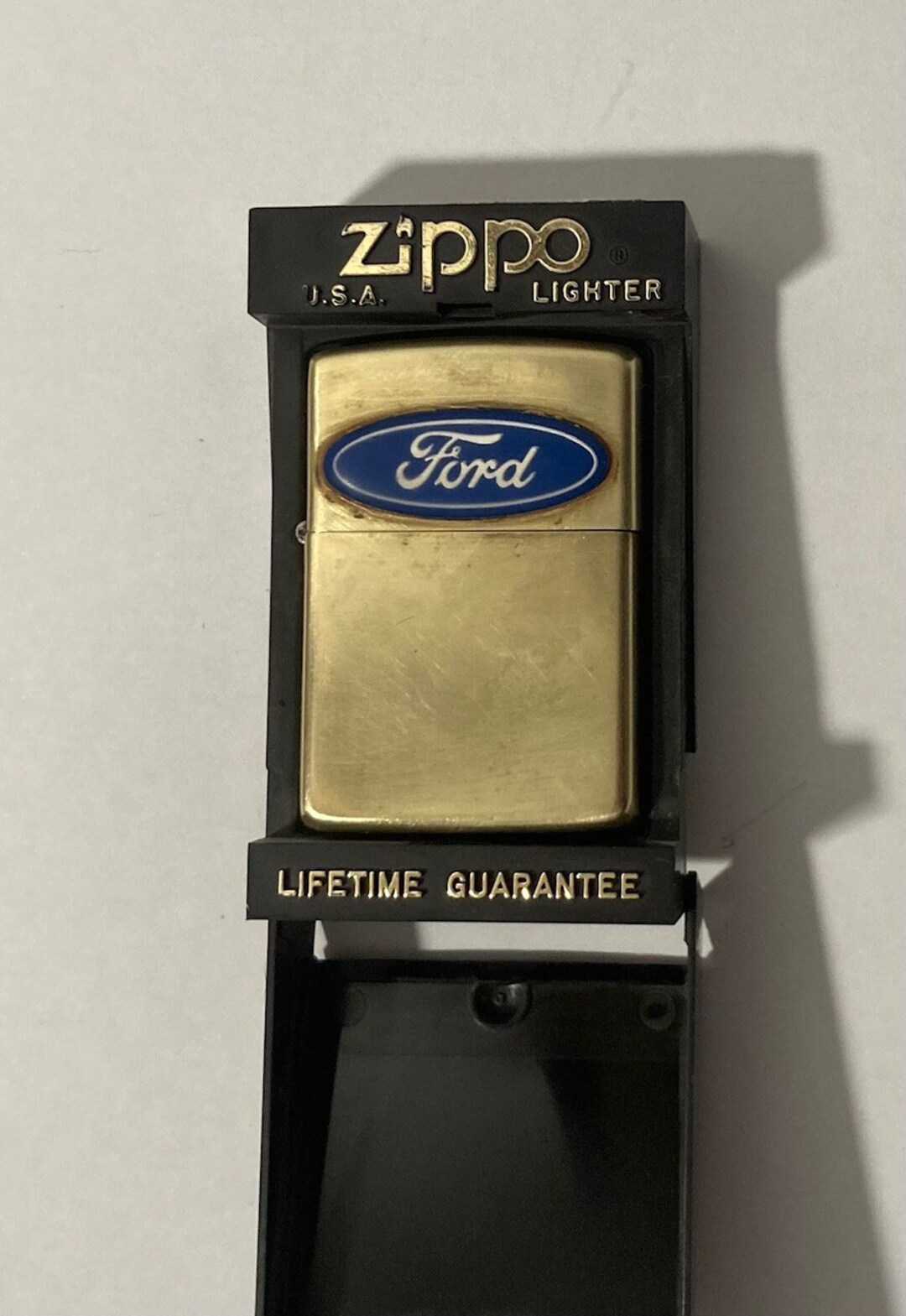 Vintage 1991 Metal Zippo, Ford, Brass, Nice Design, Zippo, Made in USA ...