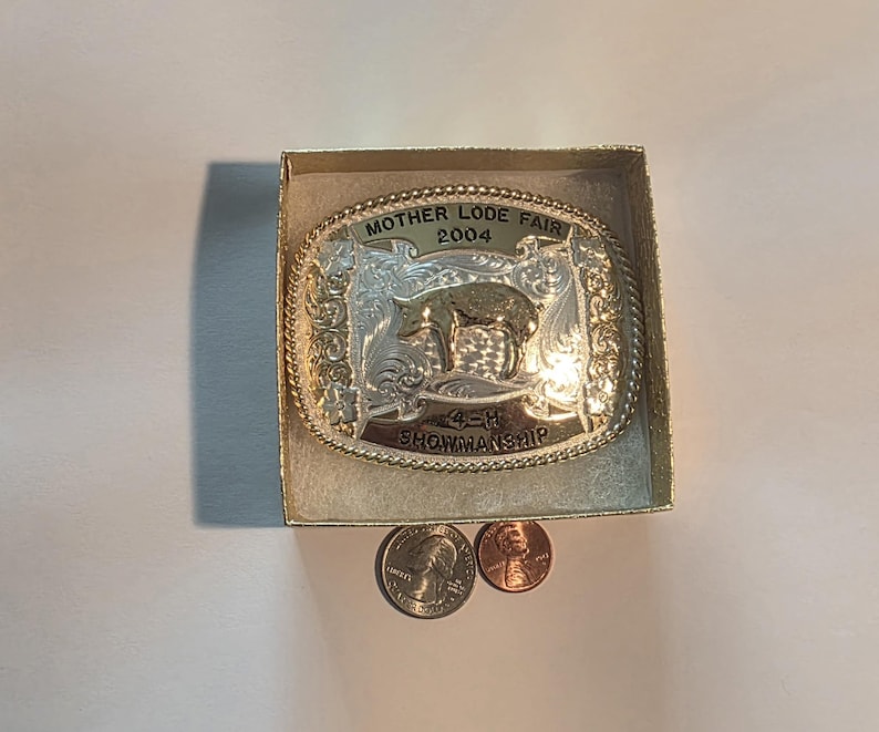 Vintage 2004 Metal Belt Buckle, Silver and Brass, Mother Lode Fair, 4-H ...