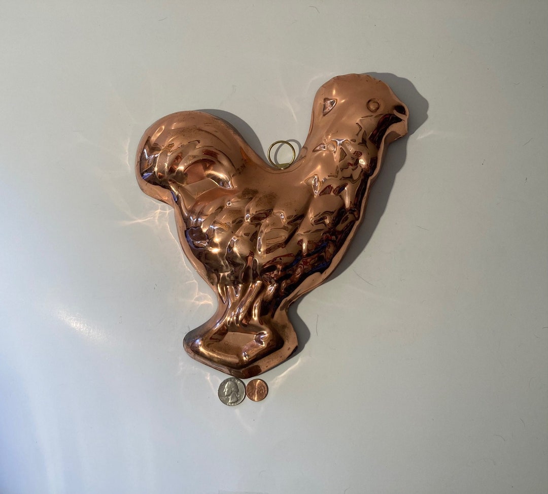 Vintage Copper Rooster Chicken, Copper Mold, Wall Decoration, Kitchen ...