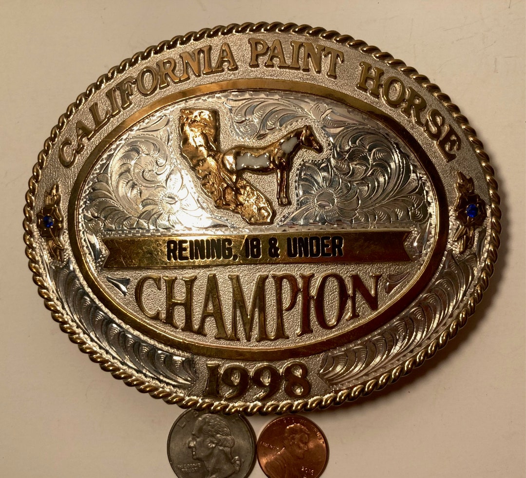 Vintage 1998 Metal Belt Buckle, California Paint Horse Champion ...