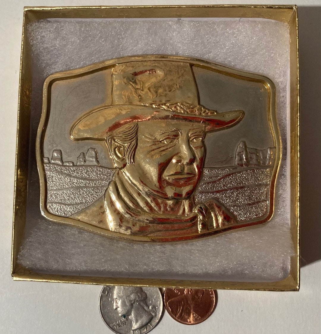 Vintage 1985 Metal Belt Buckle, Brass, John Wayne, the Duke, Cowboy ...