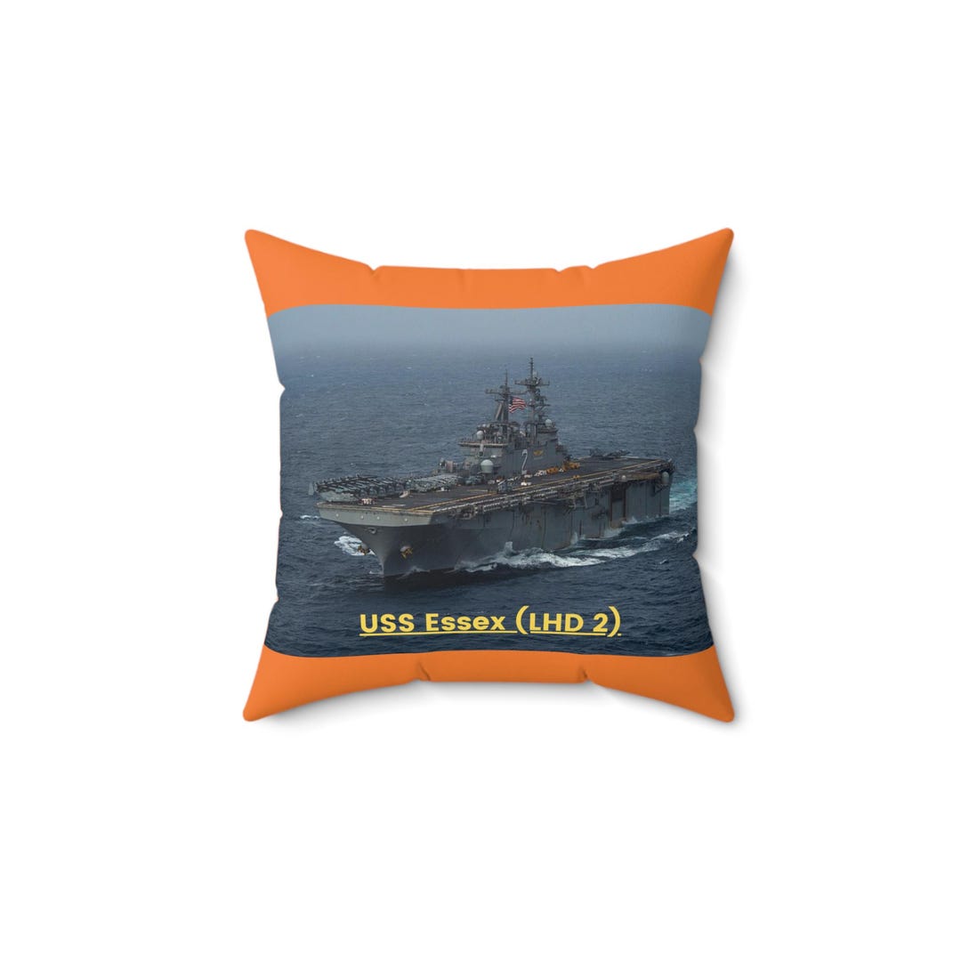 USS Essex LHD 2 Navy POD Smileandlaughtees Spun Polyester Square Pillow ...