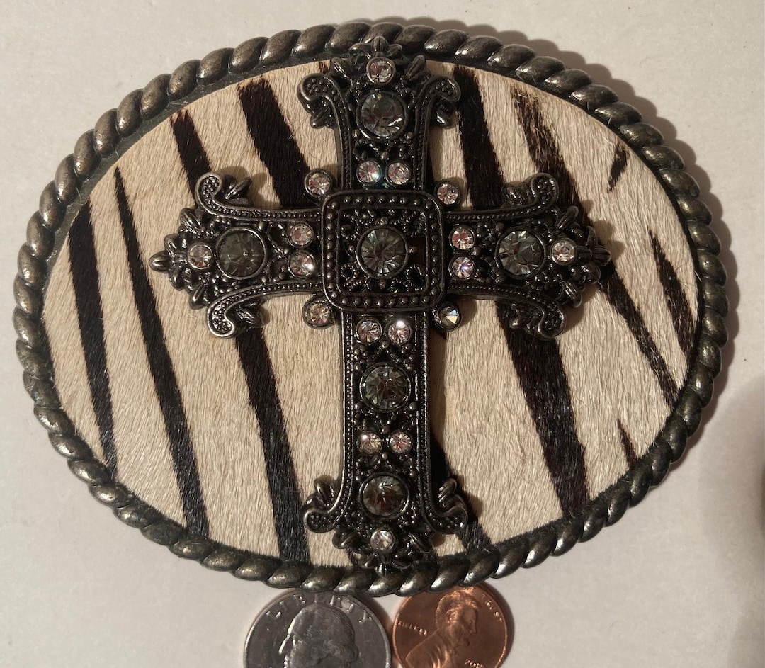 Vintage Metal Belt Buckle, Crucifix, Cross, Nice Sparkly Stones ...