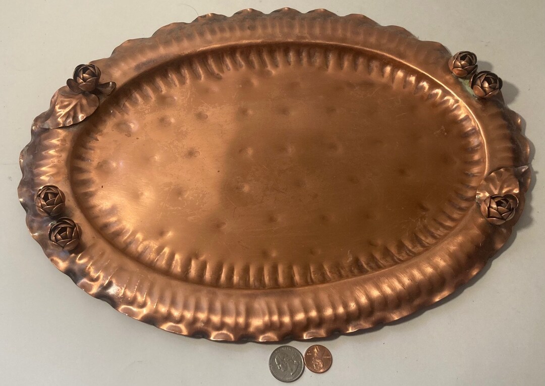 Vintage Metal Copper Serving Platter, Tray, Dish, Gregorian, Made in ...