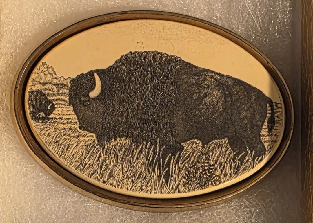 Vintage Metal Belt Buckle, Solid Brass, Bison, Buffalo, Wildlife ...