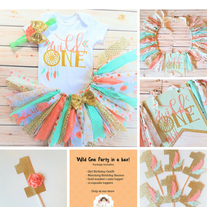 Wild One Tutu Outfit and Decorpeachmint and Gold Wild One | Etsy