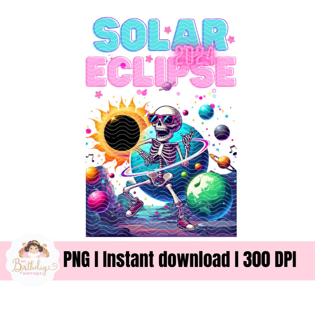 Solar Eclipse Skeleton Png Instant Download, Dancing Skeleton Eclipse ...