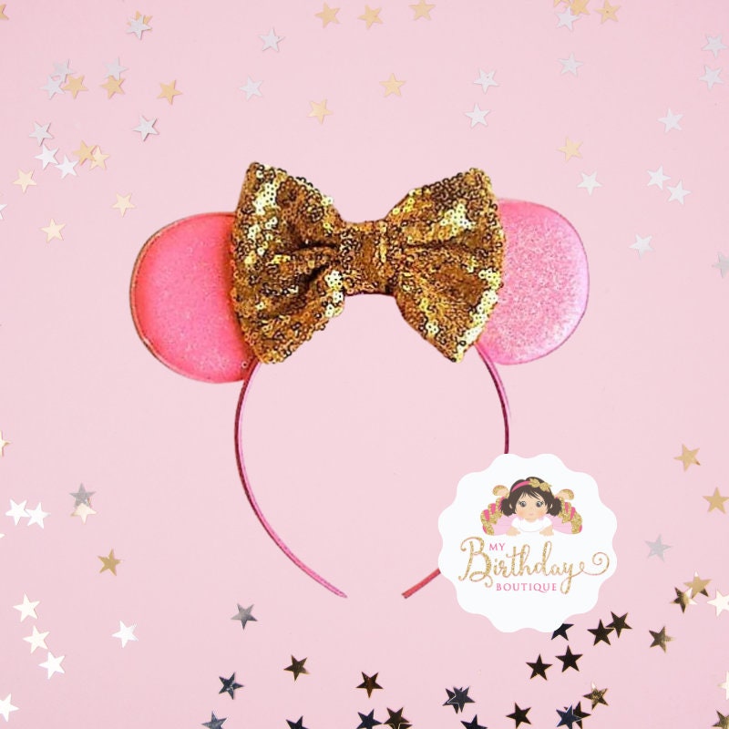 Diadema rosa y dorada de minnie mouse ears orejas de minnie - Etsy México