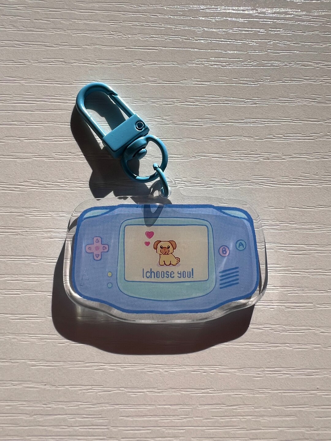 Blue Gameboy Console With 8 Bit Pug - I Choose You! Acrylic Keychain - Etsy