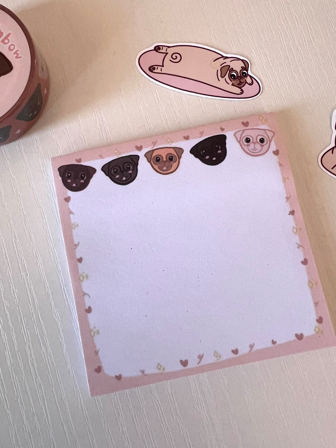 3x3 Cute Pug Sticky Notes Memo Pad Stationery - Etsy