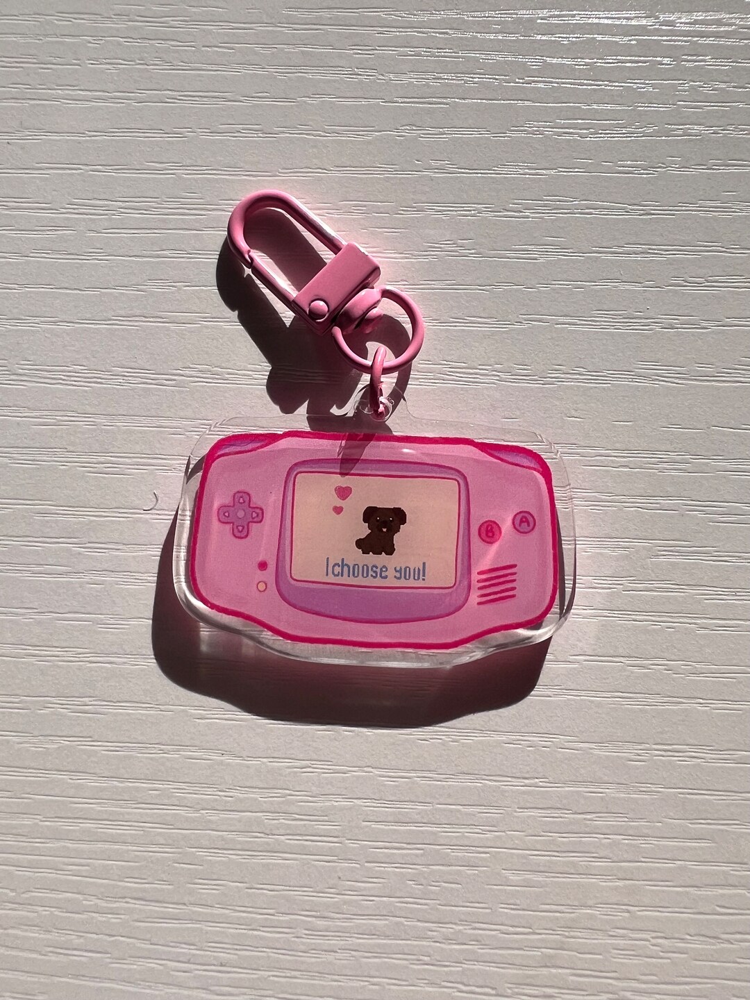 Pink Gameboy Console With 8 Bit Pug - I Choose You! Acrylic Keychain - Etsy