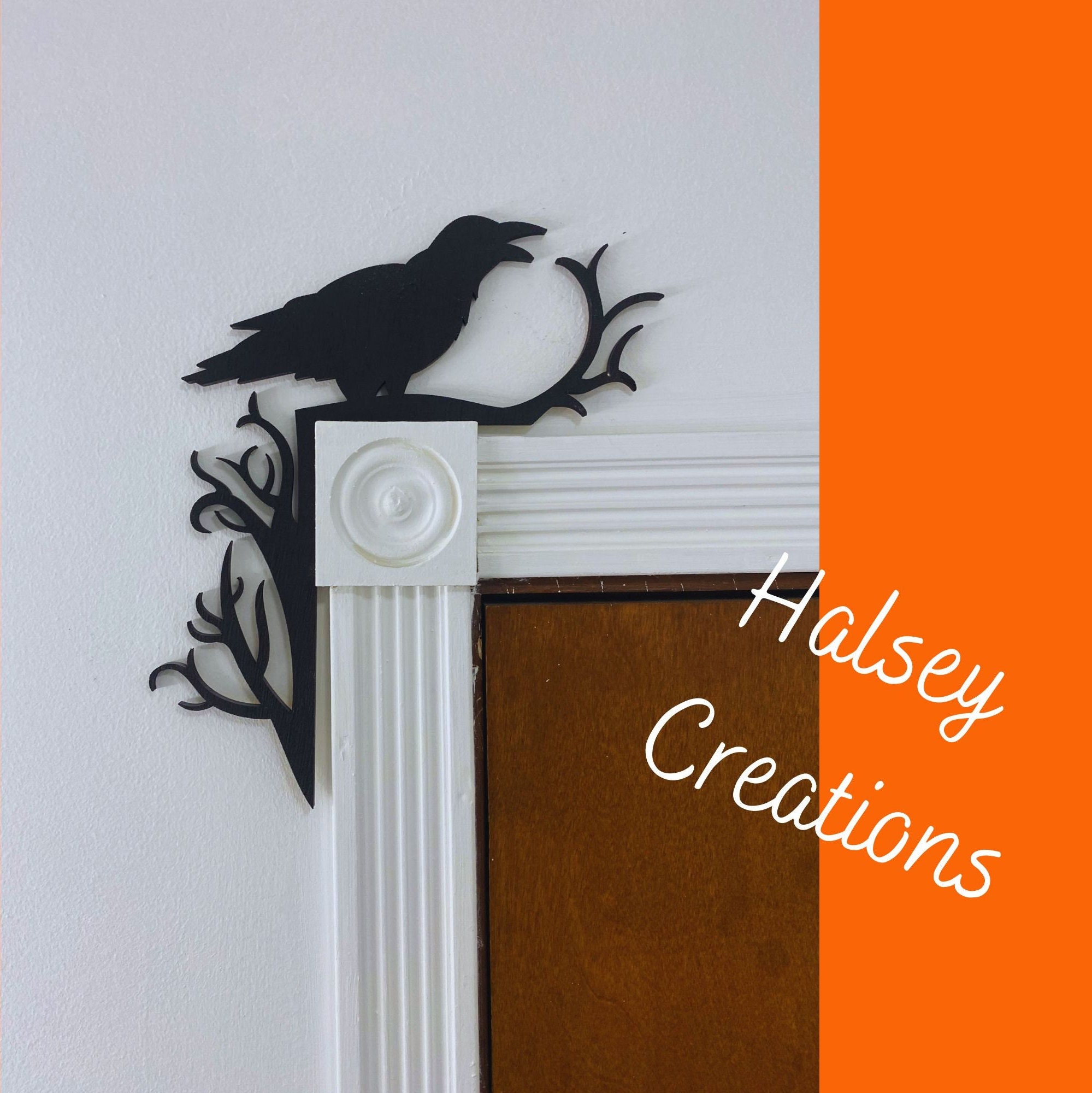 Crow & Raven Door Corner, Raven Decor, Halloween Door Corner, Halloween ...