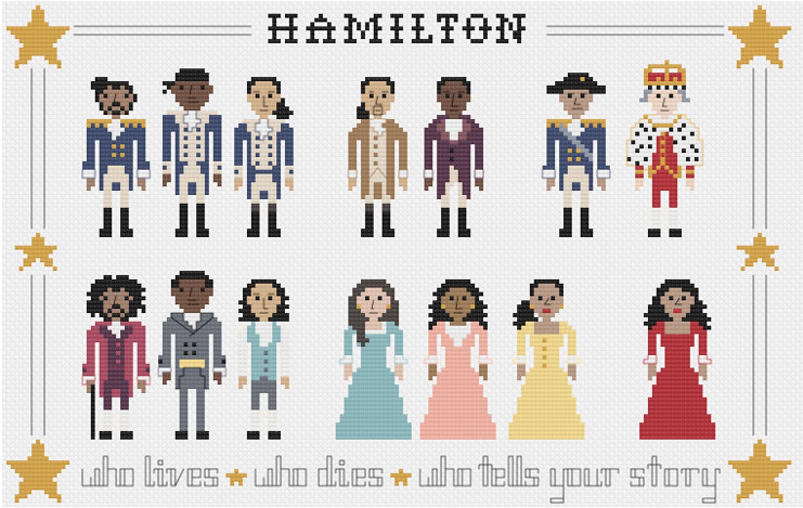Hamilton Cast Cross Stitch Pattern - Etsy