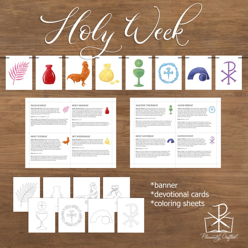 Holy Week Banner, Devotions, and Coloring Sheets - Etsy