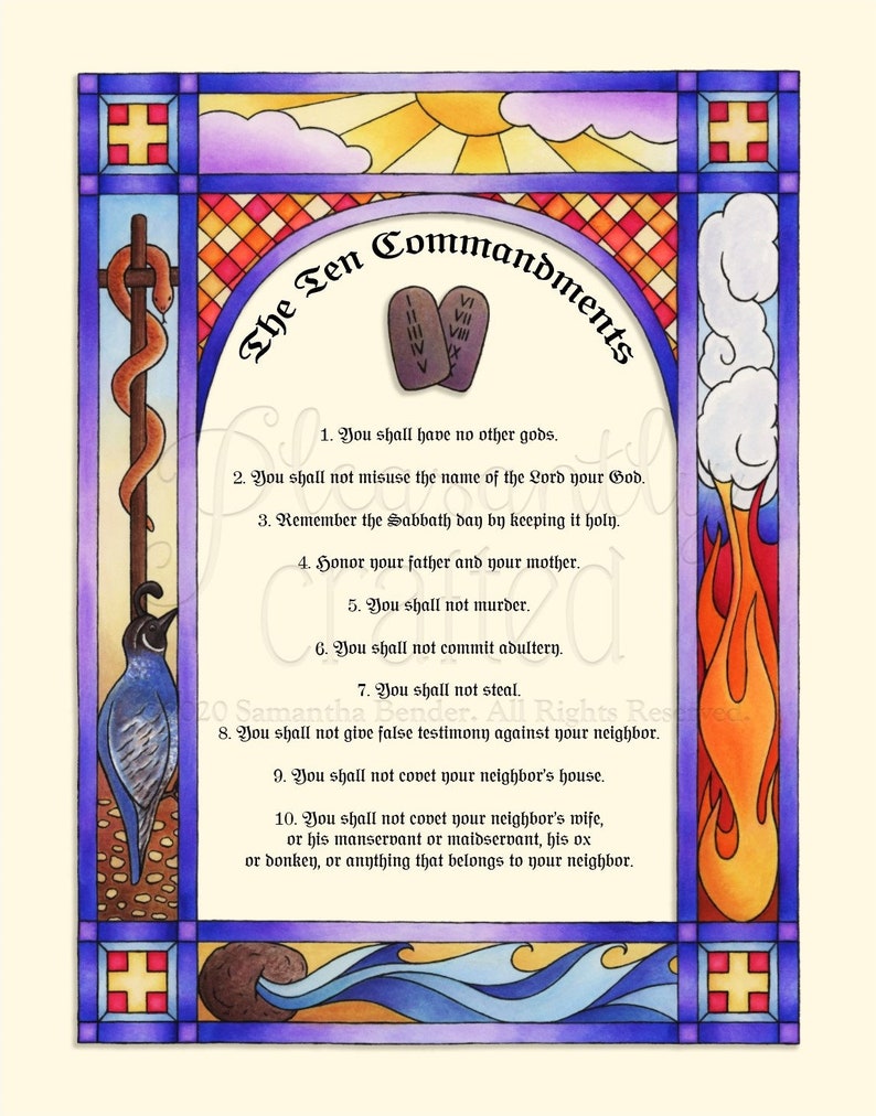 The Ten Commandments | Holy Commandments | Lutheran Art - Etsy