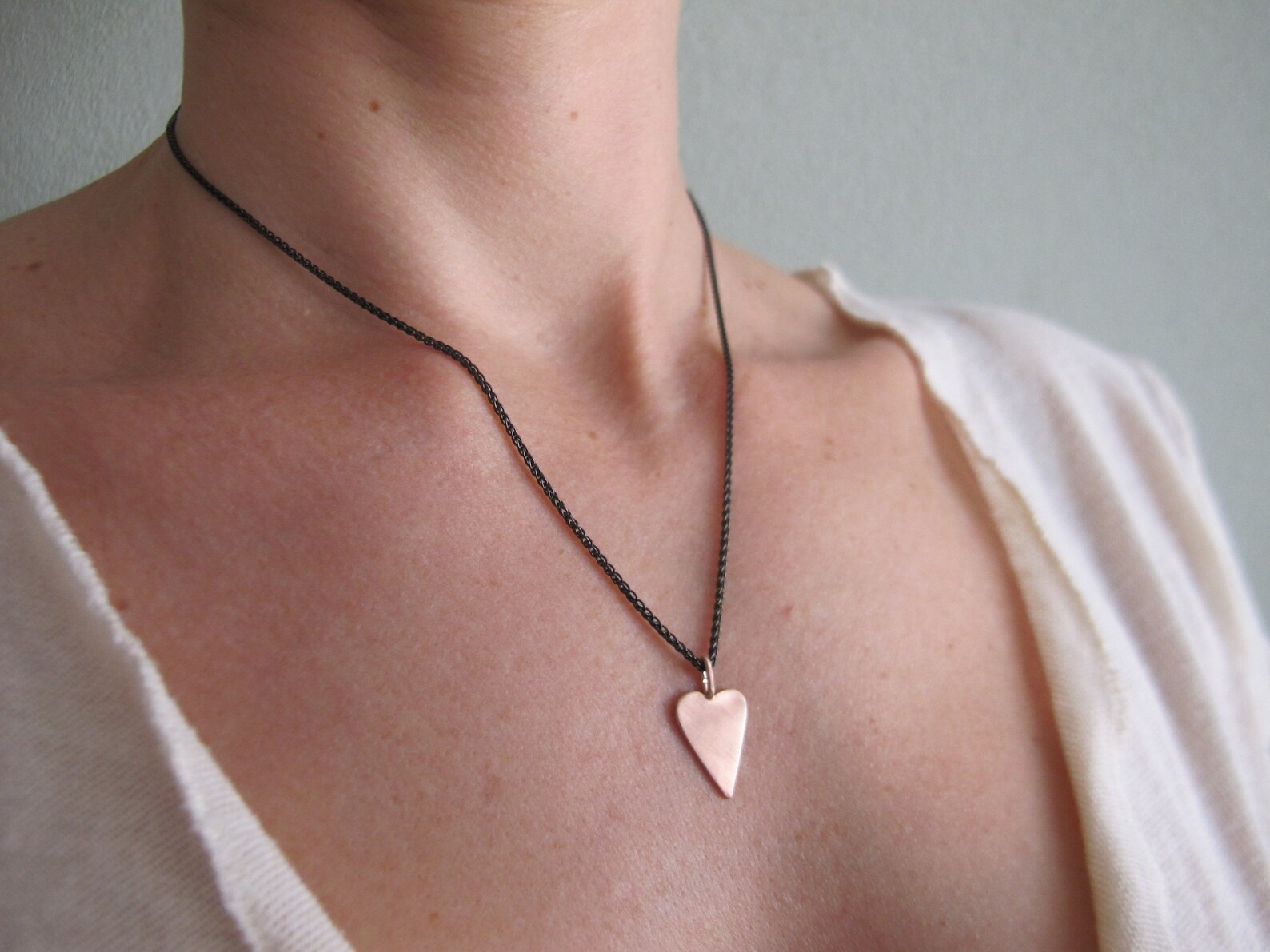 Heart of Gold Pendant Elongated Heart Necklace Solid Gold - Etsy