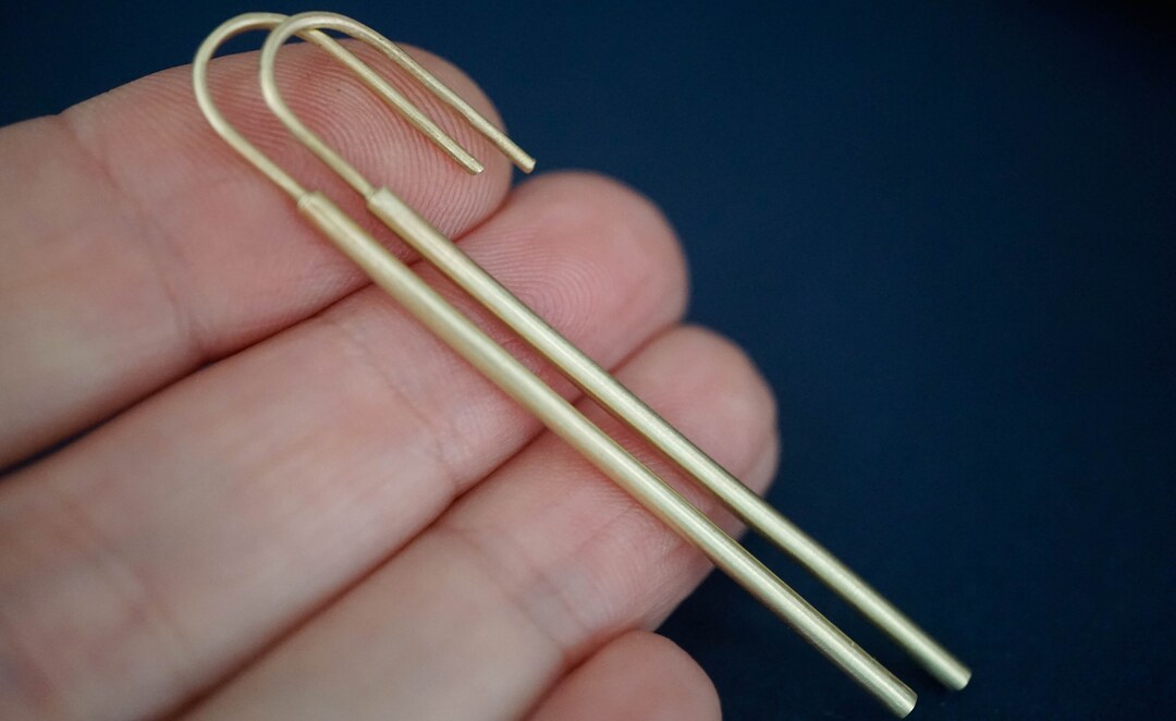 14k Gold Bar Drop Earrings - Drop Bar Earrings - 14k Gold Drop Earrings ...