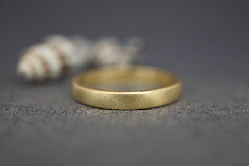 18k Gold Band Ring Flat Gold Wedding Band Women 3mm 18k - Etsy