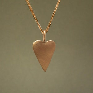 Solid Gold Heart Charm Necklace - Flat Heart Necklace - Solid Gold ...