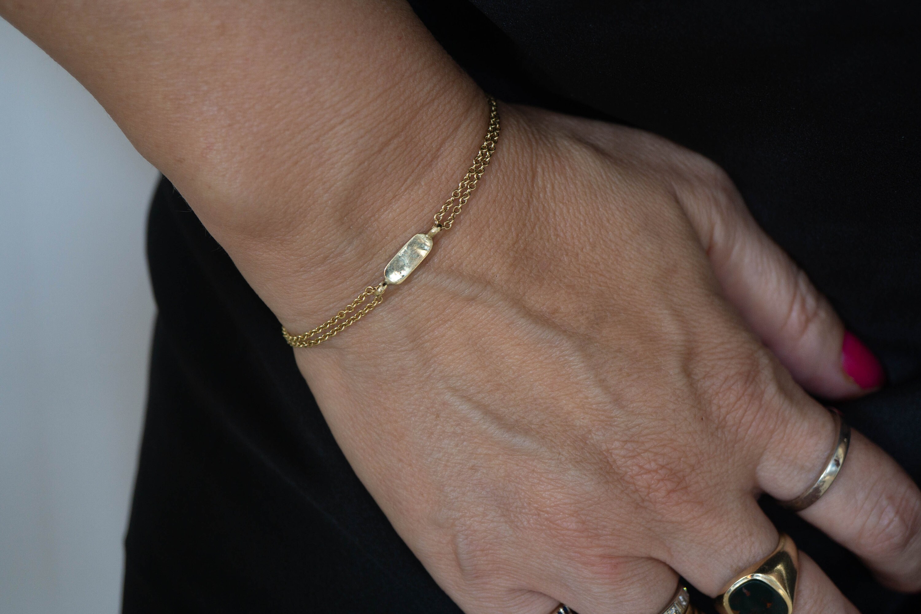 14K gold Bar bracelet Solid gold bracelet Dainty Minimal | Etsy