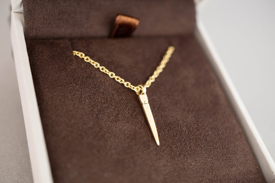 Spike Pendant Necklace 14k Gold Spike Charm Dainty Gold | Etsy