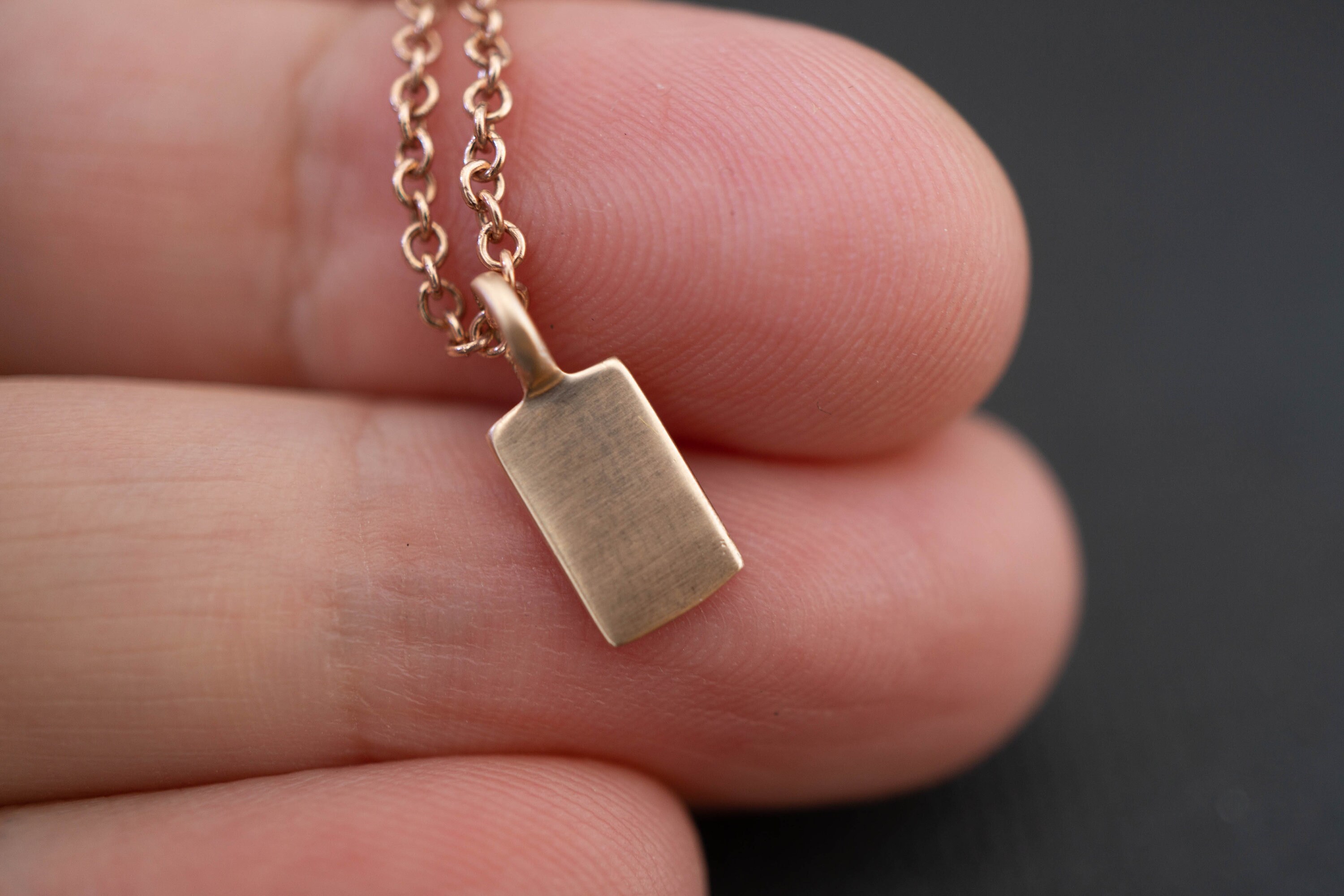 Solid gold pendant necklace 14k tag necklace 14k gold 14k | Etsy