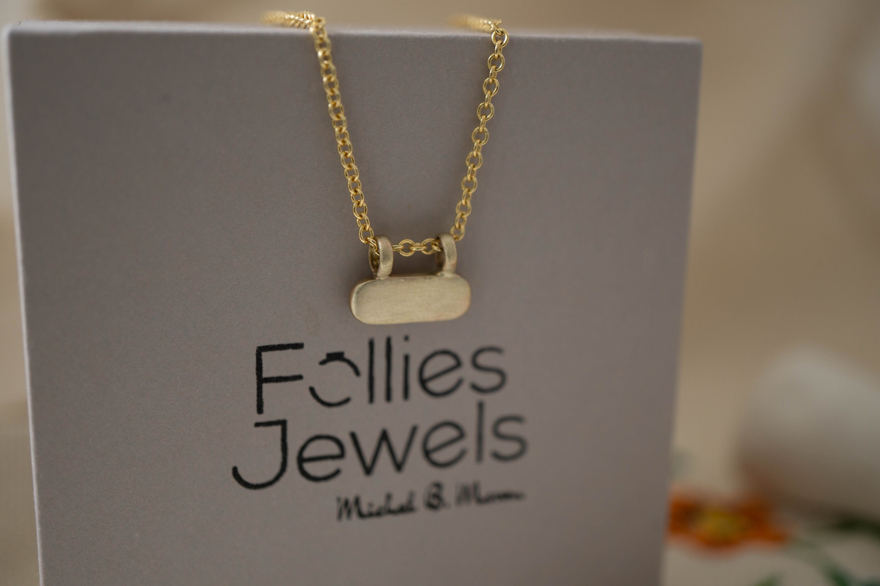 14k Gold Tiny Pendant Oval Tag Necklace 14k Gold Oval - Etsy