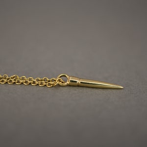 Spike Pendant Necklace 14k Gold Spike Charm Dainty Gold Necklace 14k ...