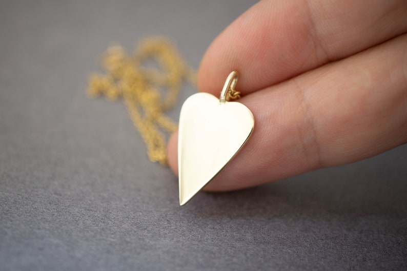 Solid Gold Heart Pendant Necklace Heart Necklace for Women | Etsy