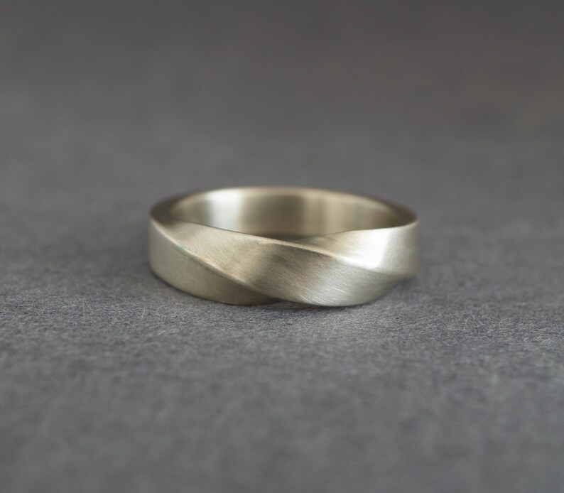 Gold Mens Wedding Band Mobius Wedding Rings for Men White - Etsy
