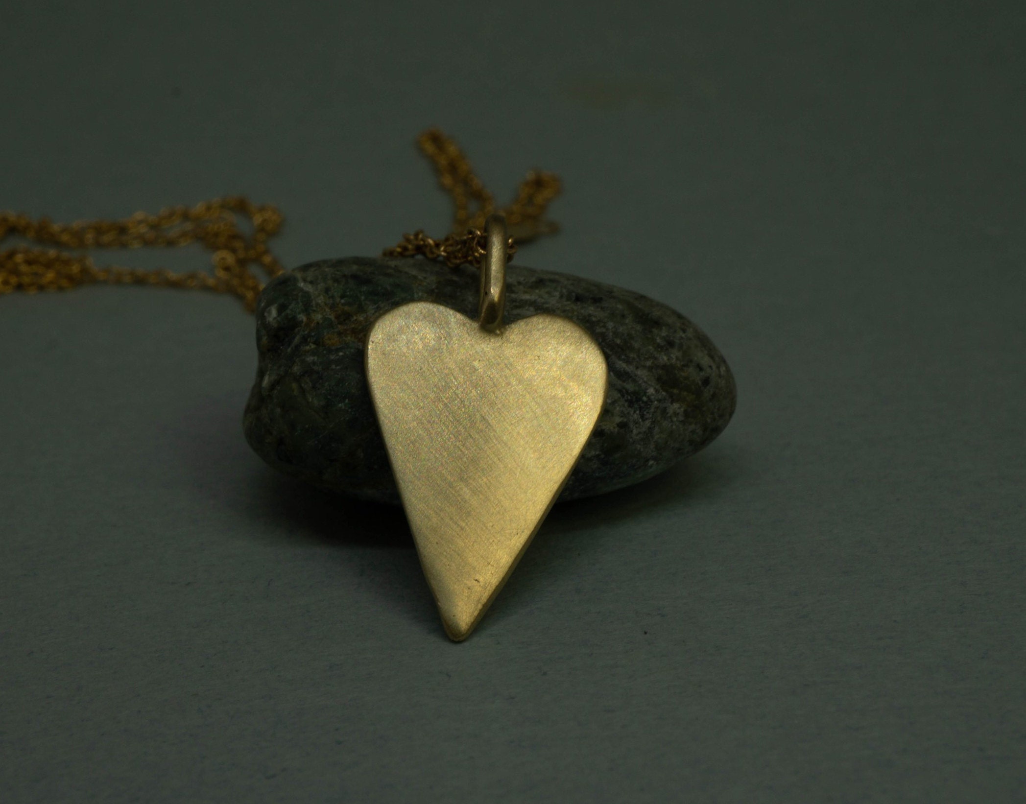 14k gold heart necklace Solid gold heart pendant charm | Etsy