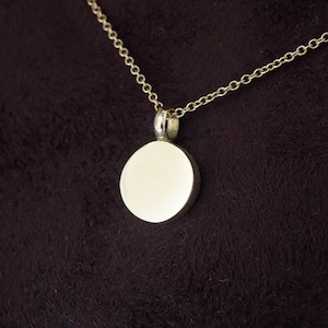 Solid Gold Round Pendant Necklace - 14k Gold Pendant for Women - Round ...