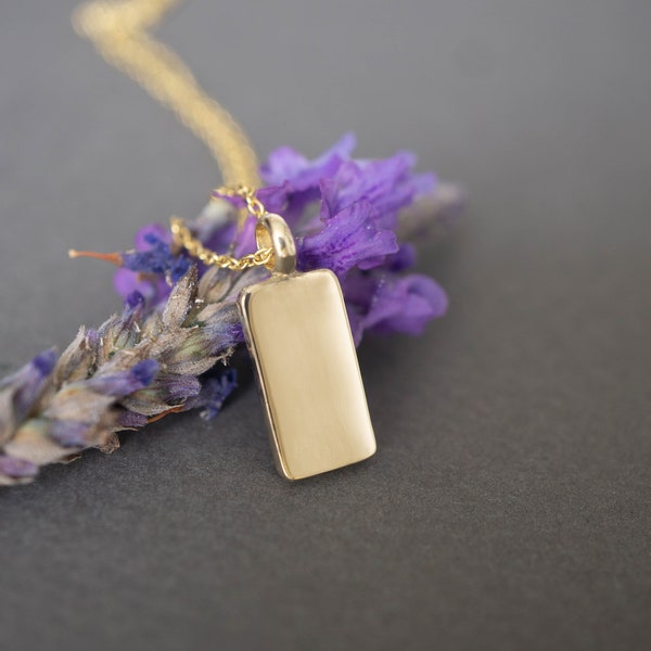 14k Solid Gold Initial Tag Necklace - Etsy