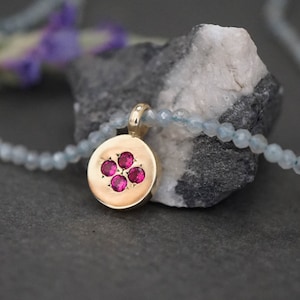 Solid Gold Round Pendant Necklace - 14k Gold Pendant for Women - Round ...