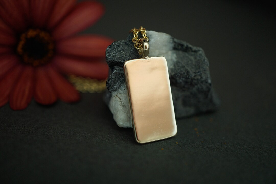Large Solid Gold Tag Charm - Solid Gold Tag Pendant - 14k Gold Tag ...