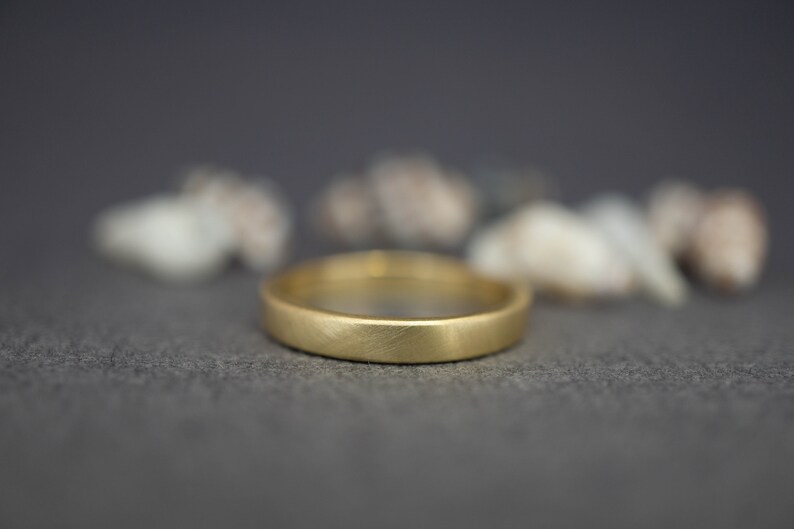 18k Gold Band Ring Flat Gold Wedding Band Women 3mm 18k - Etsy