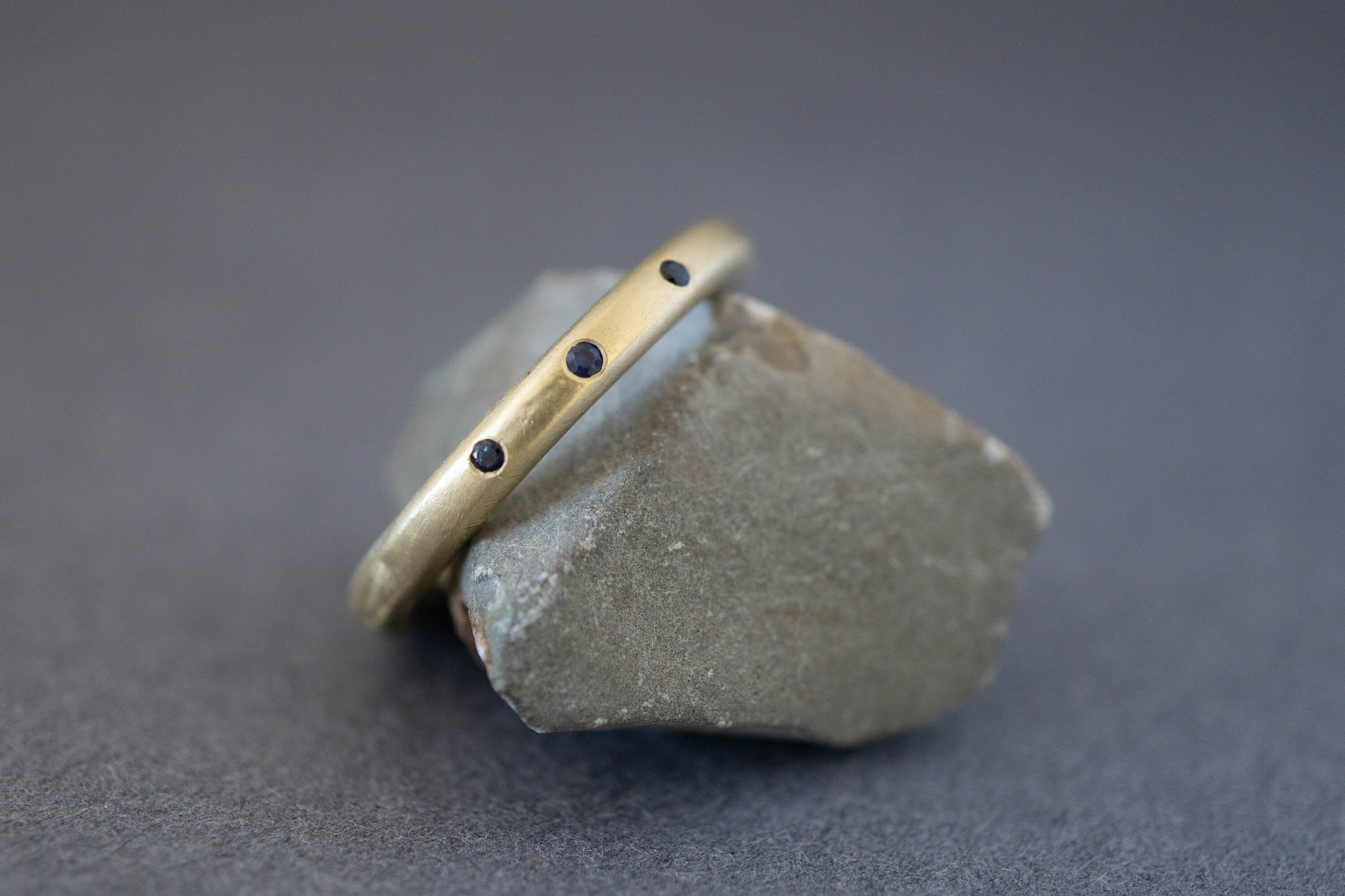 Stacker ring gemstones Rustic gold ring womens Flush set | Etsy