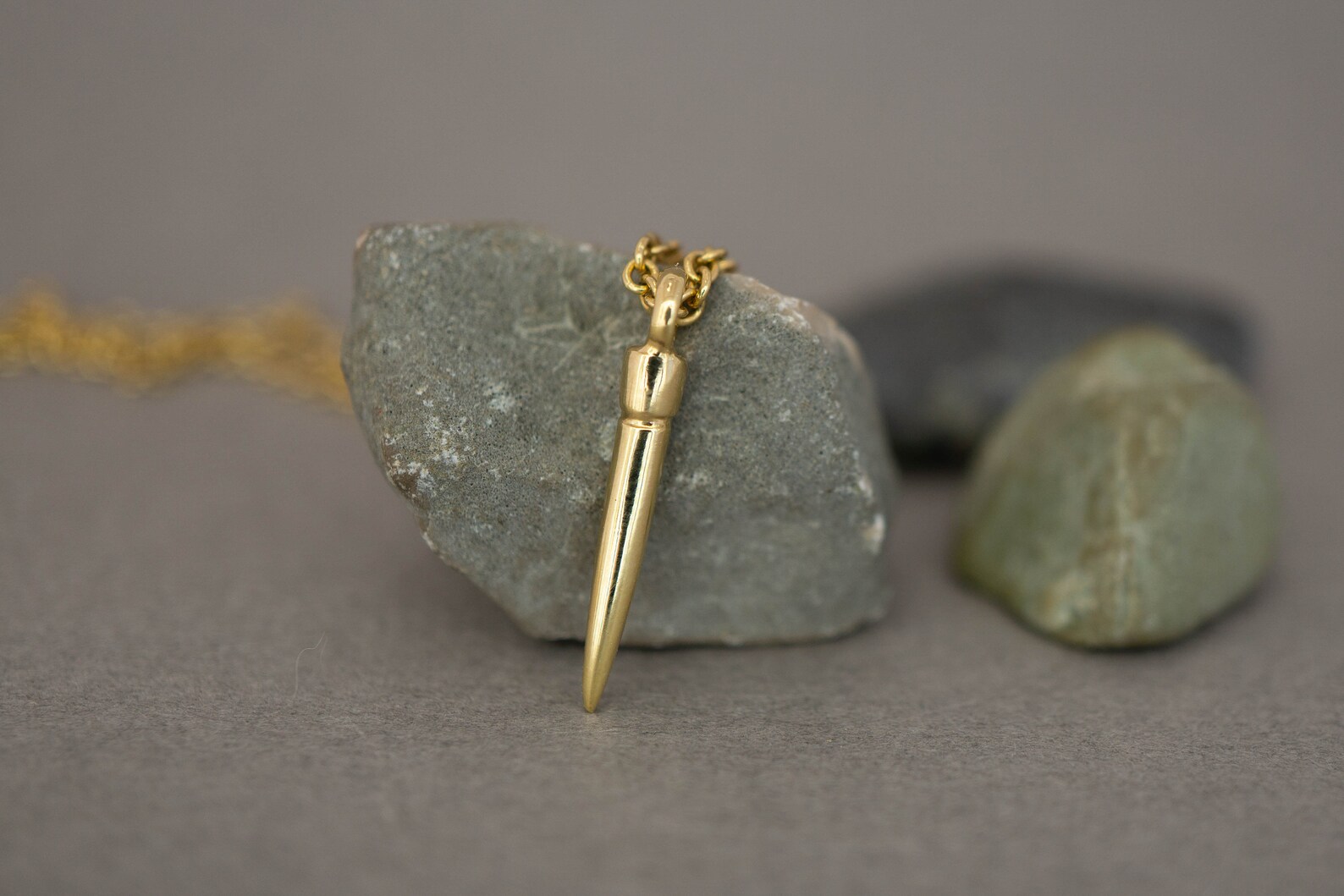 Spike Pendant Necklace 14k Gold Spike Charm Dainty Gold - Etsy