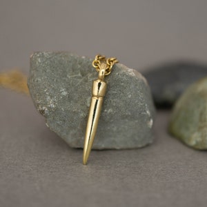 Spike Pendant Necklace 14k Gold Spike Charm Dainty Gold Necklace 14k ...